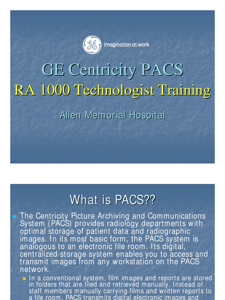 Ge Centricity PACS User Training Technologist) | PDF | Point And Click ...