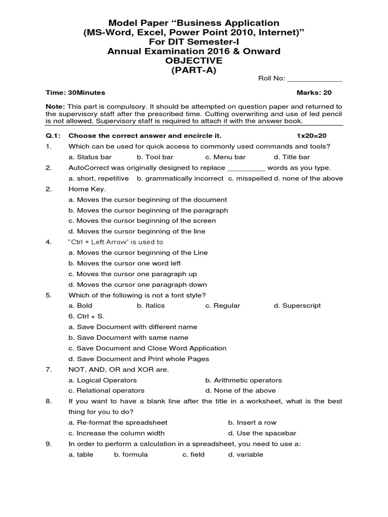 Business Application Model Paper Guide | PDF
