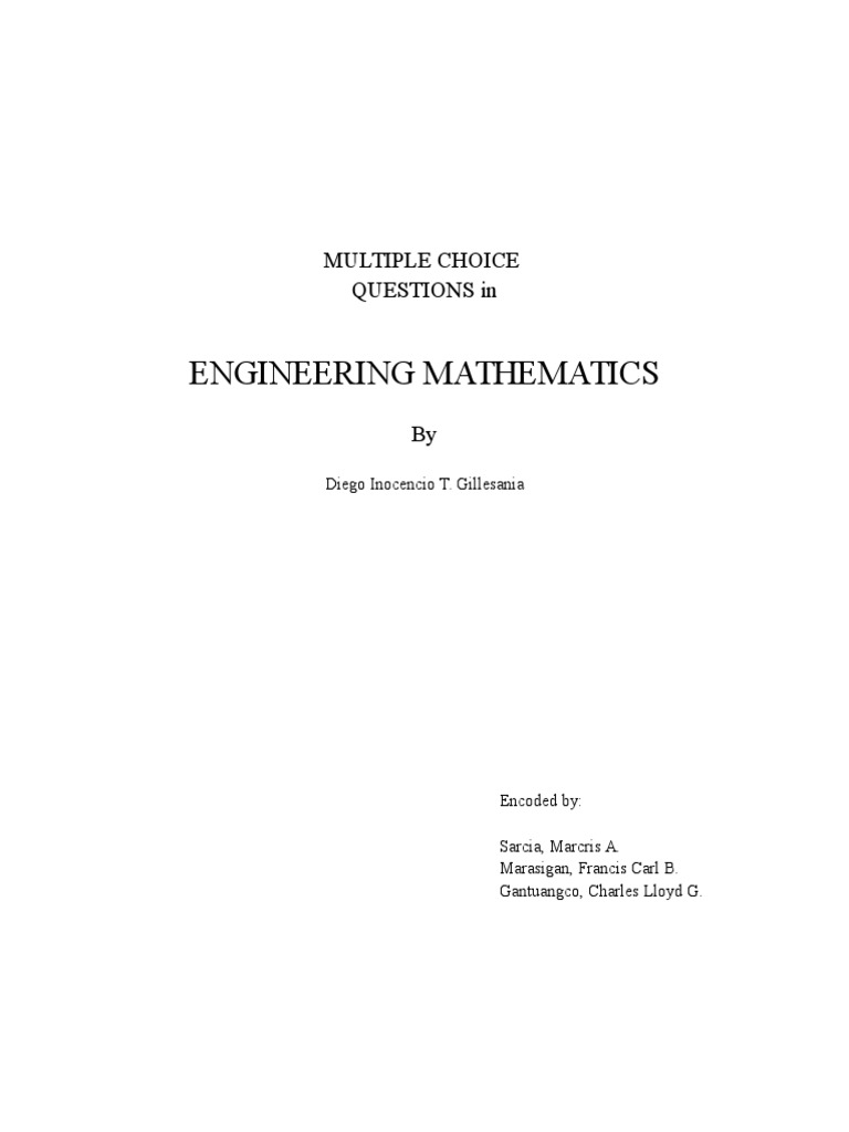 (Gillesania) Engineering Mathematics Problems - No Answers PDF | PDF ...