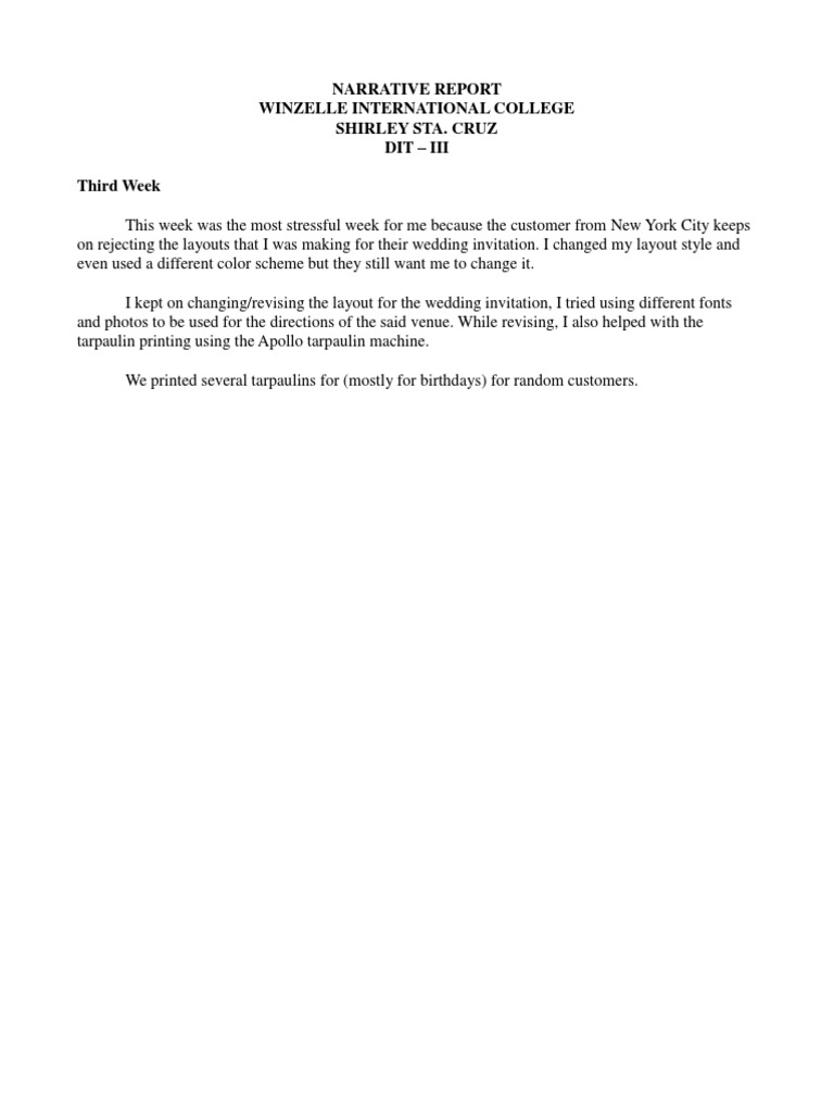OJT Narrative Report Week 3 | PDF