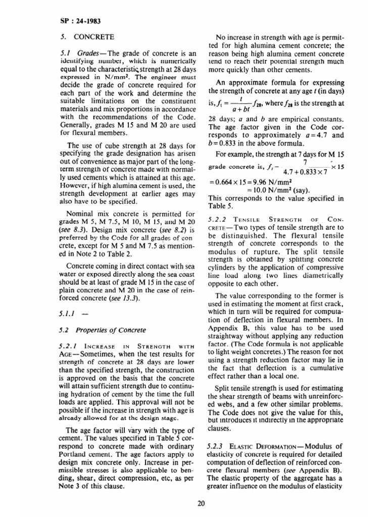 Is SP 24 Concrete Strength Formula For Days | PDF