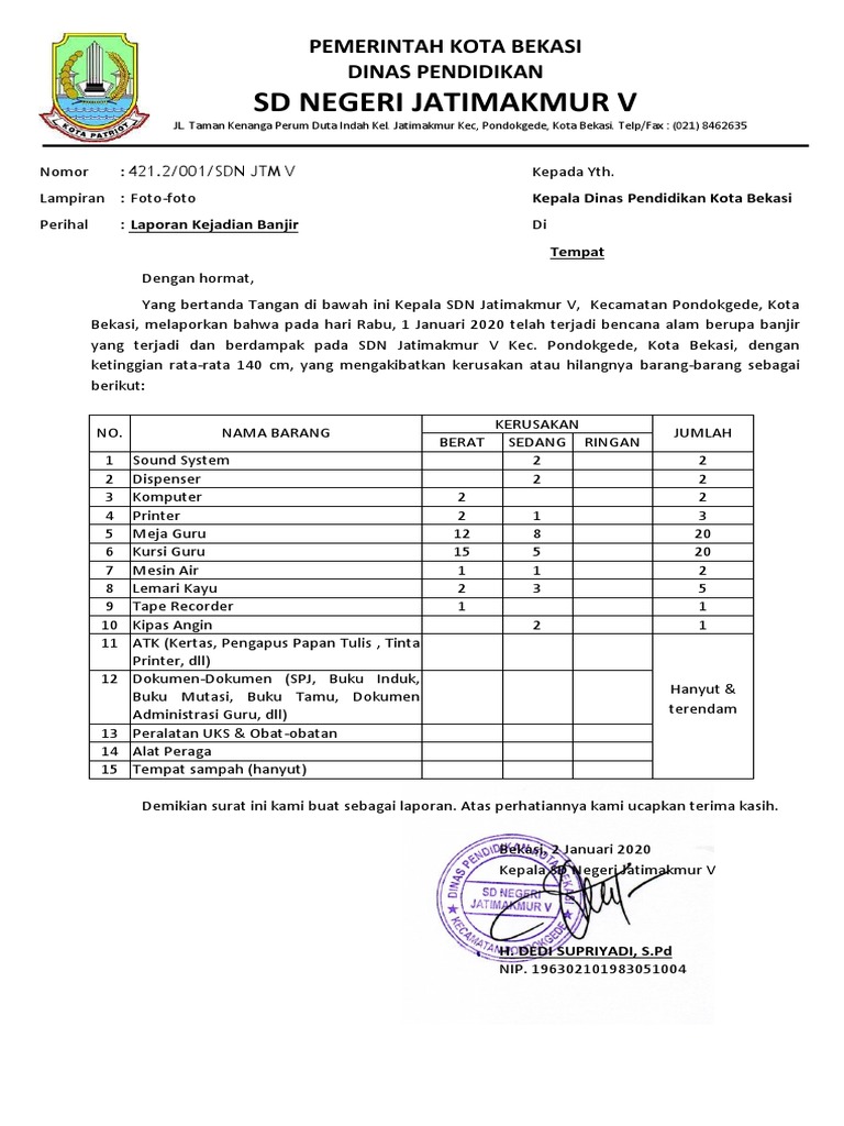001 Surat Banjir 2020 | PDF
