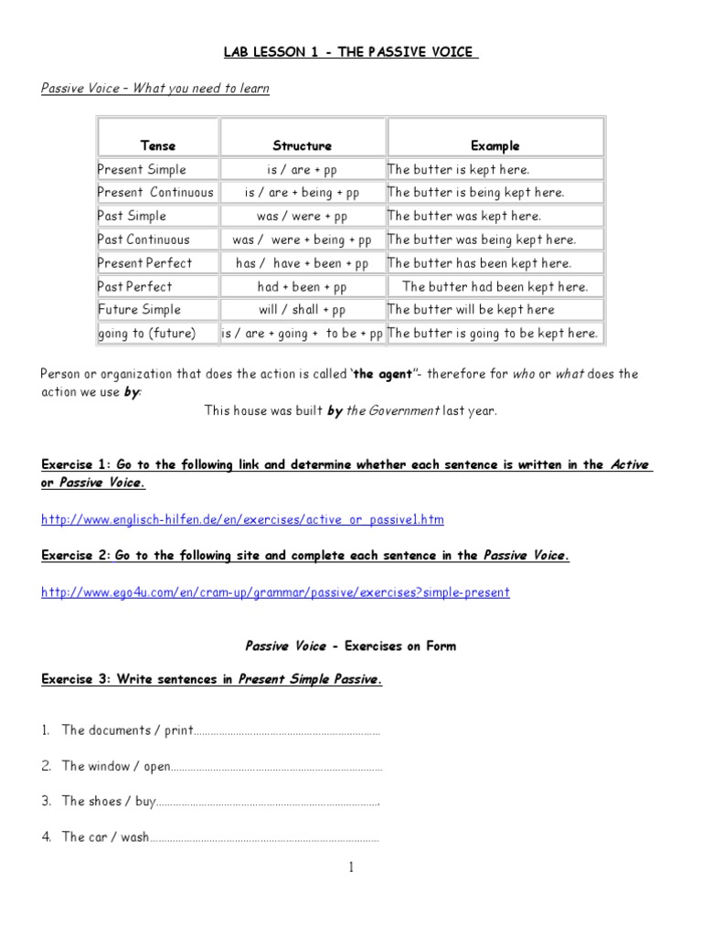 Grade 5 Passive Voice Theory and Practice Complete - Elementary | PDF