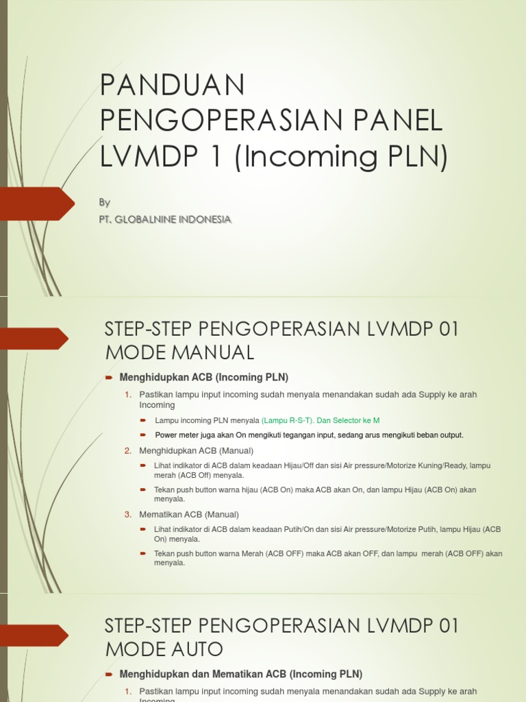 Panduan Pengoperasian LVMDP 1 | PDF