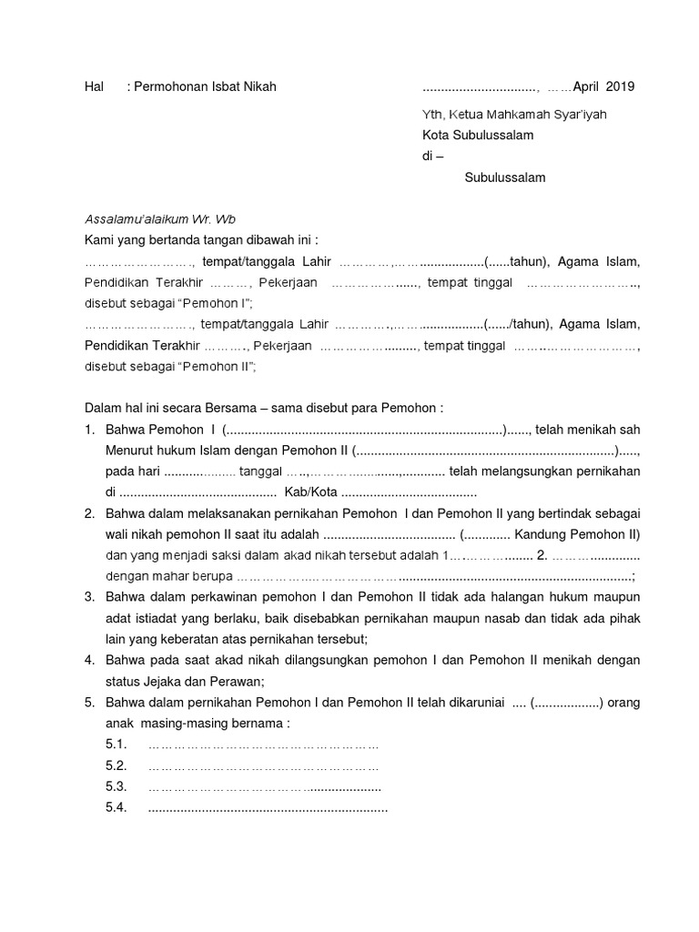 Permohonan Itsbat Nikah | PDF