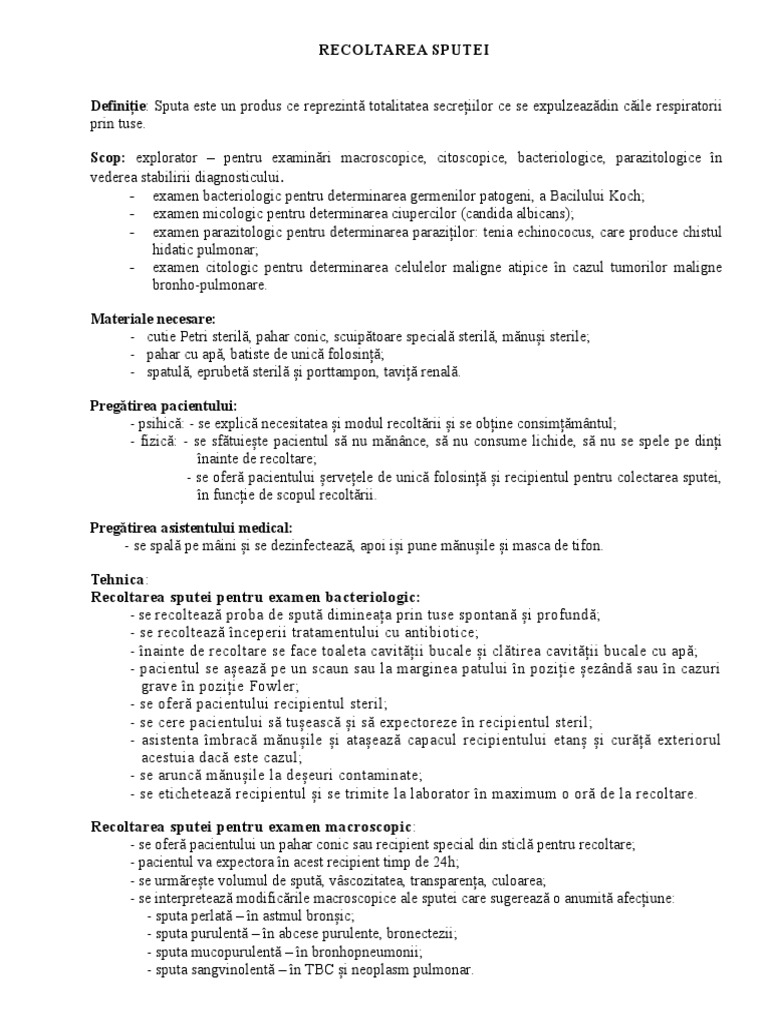Recoltarea Sputei | PDF
