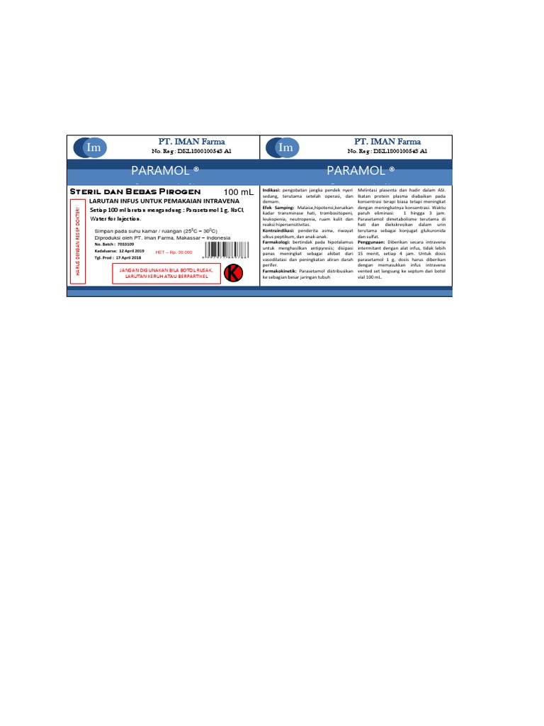 Desain Wadah Infus Paramol Ilham | PDF