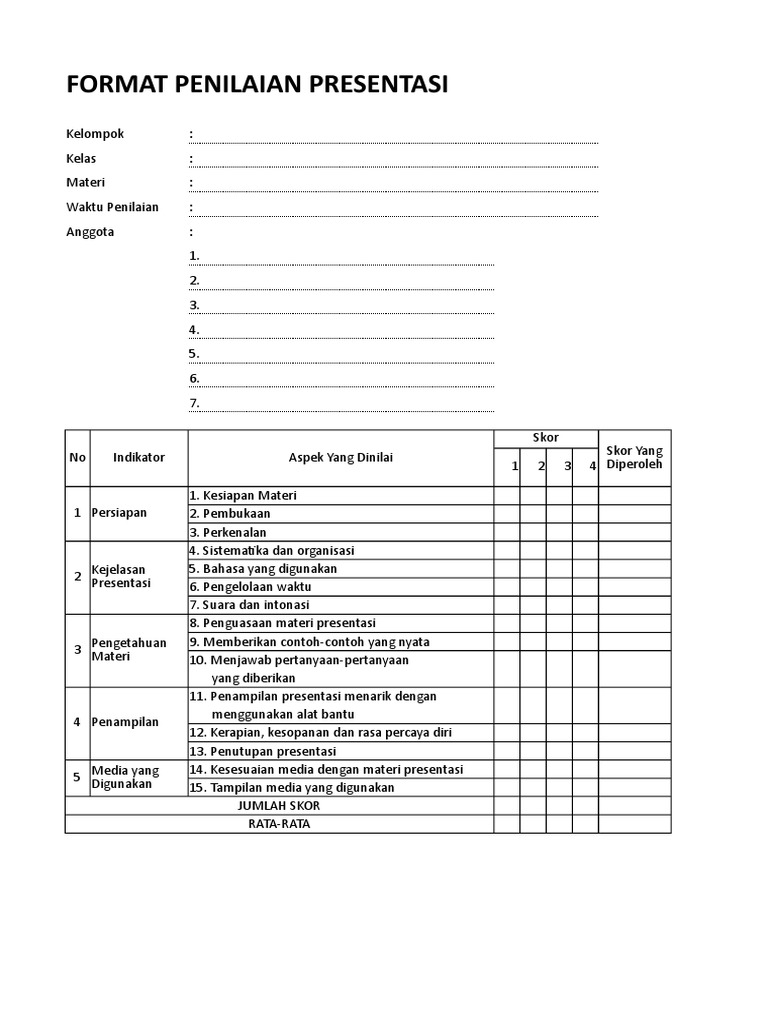 Penilaian Presentasi | PDF
