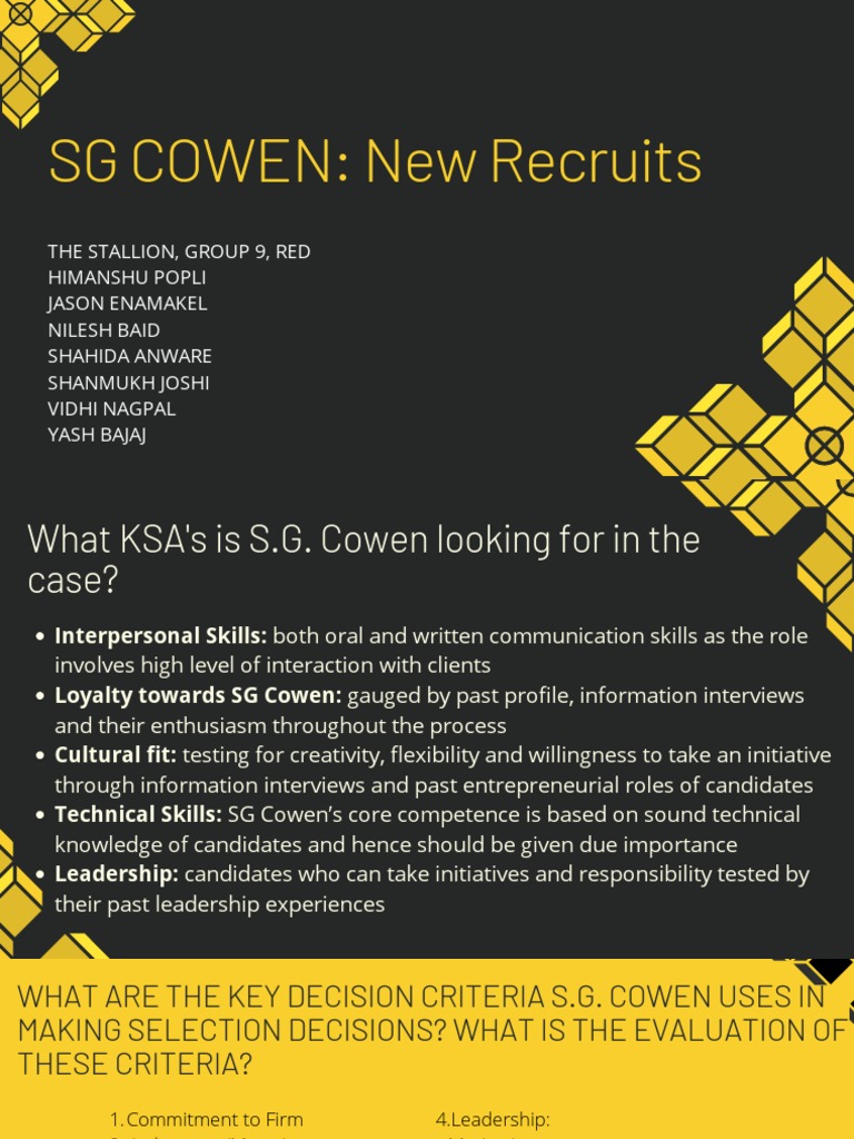 SG COWEN - New Recruits | PDF