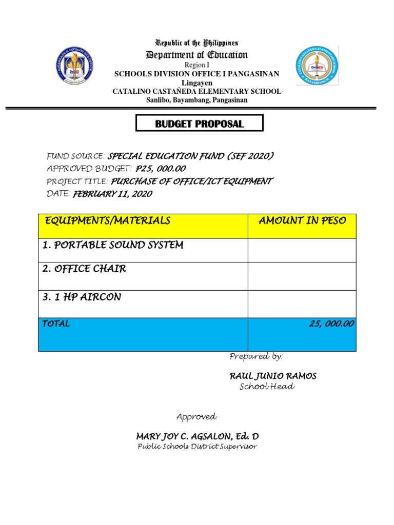Sef Budget Proposal 2020 | PDF