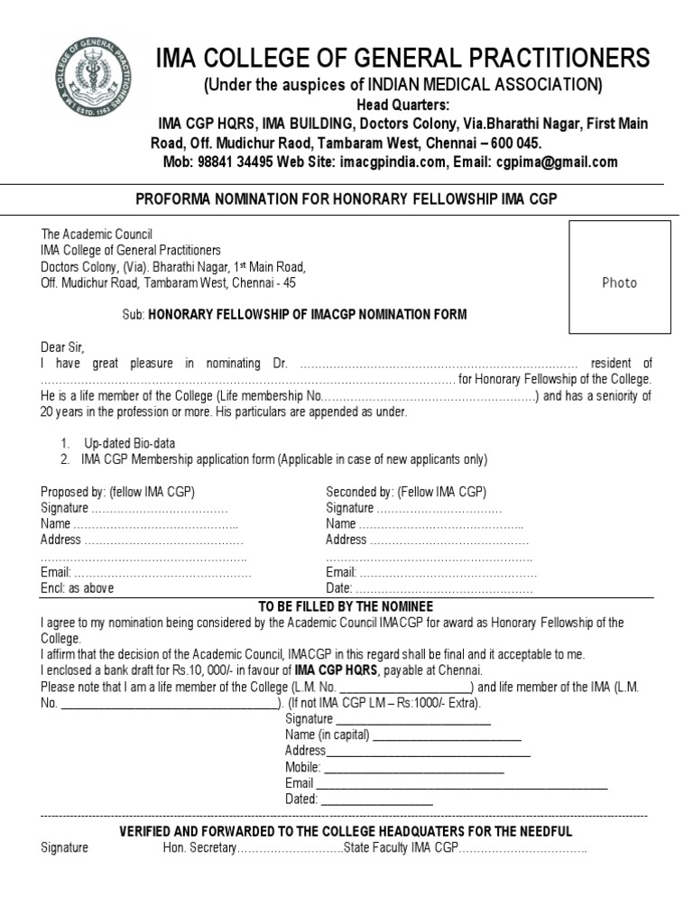 Honorary Fellowship Application Form 2019 | PDF
