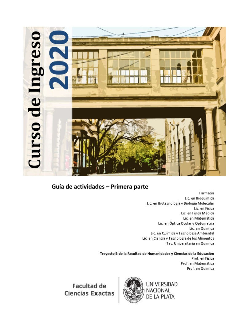 Guía de Ingreso a Ciencias Exactas UNLP | PDF | Ciencia y matemáticas