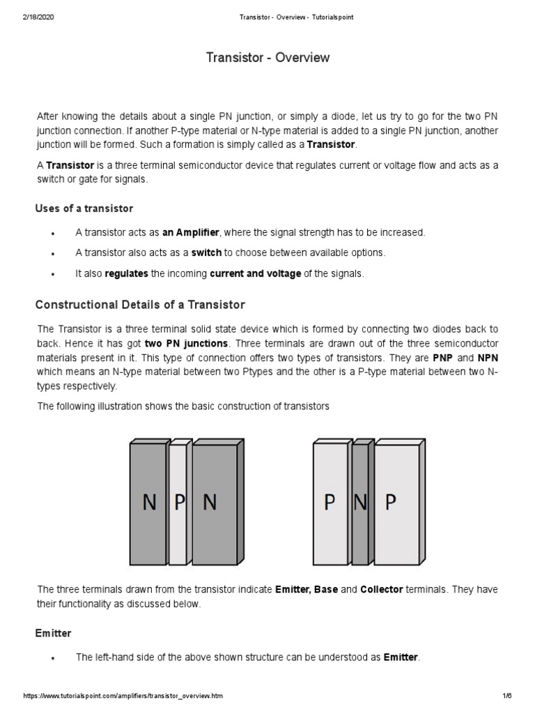 Transistor - Overview | PDF | Science & Mathematics | Computers