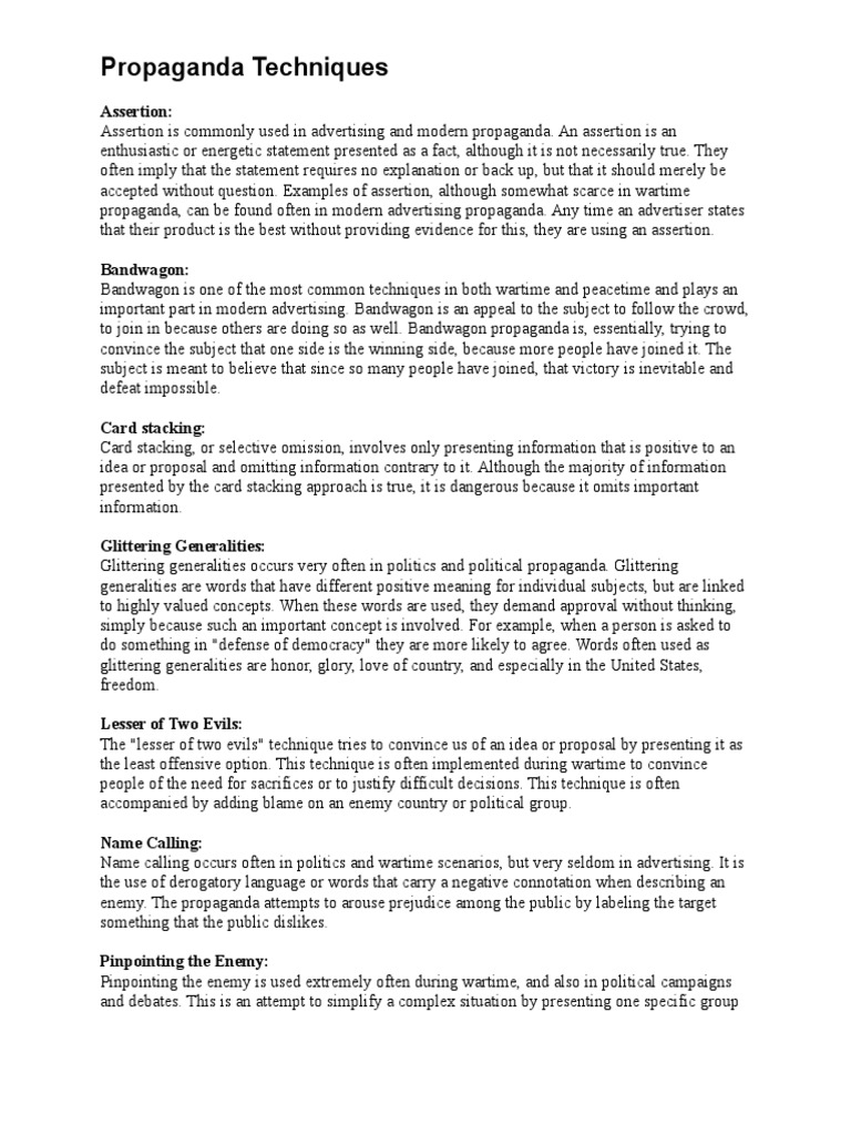 Propaganda Analysis Worksheet | PDF