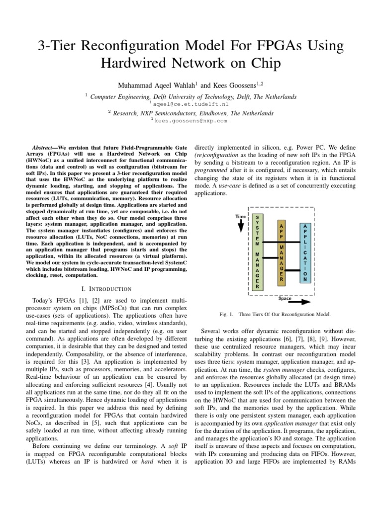 3-Tier Reconfiguration Model For Fpgas Using Hardwired Network On Chip | PDF | Field ...