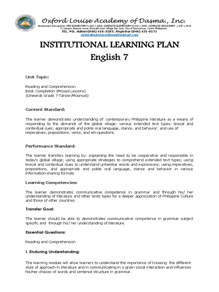 English 7 Week 4 | PDF | Reading Comprehension | Question