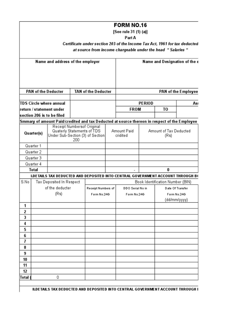 Form 16 TDS certificate | PDF | Tax Deduction | Taxes