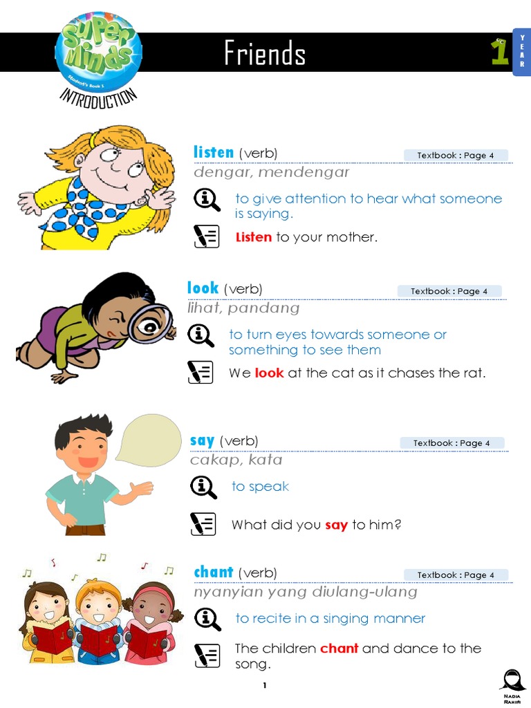 Vocabulary in Super Minds 1 | PDF | Verb | Linguistics