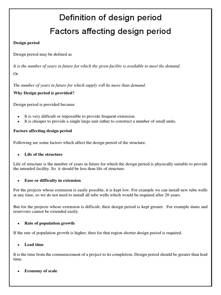 Definition of Design Period | PDF | Economies Of Scale | Pipe (Fluid ...