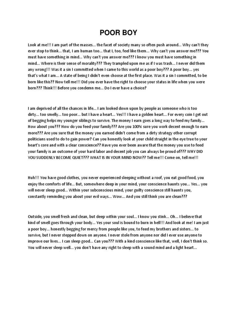 The Struggles of a Poor Boy | PDF