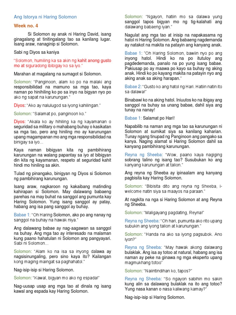 Ang Istorya Ni Haring Solomon | PDF