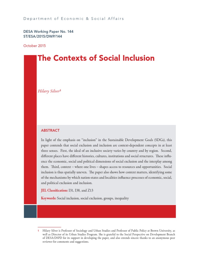 Hilary Silver Contexts of Social Exclusion 2017 | PDF