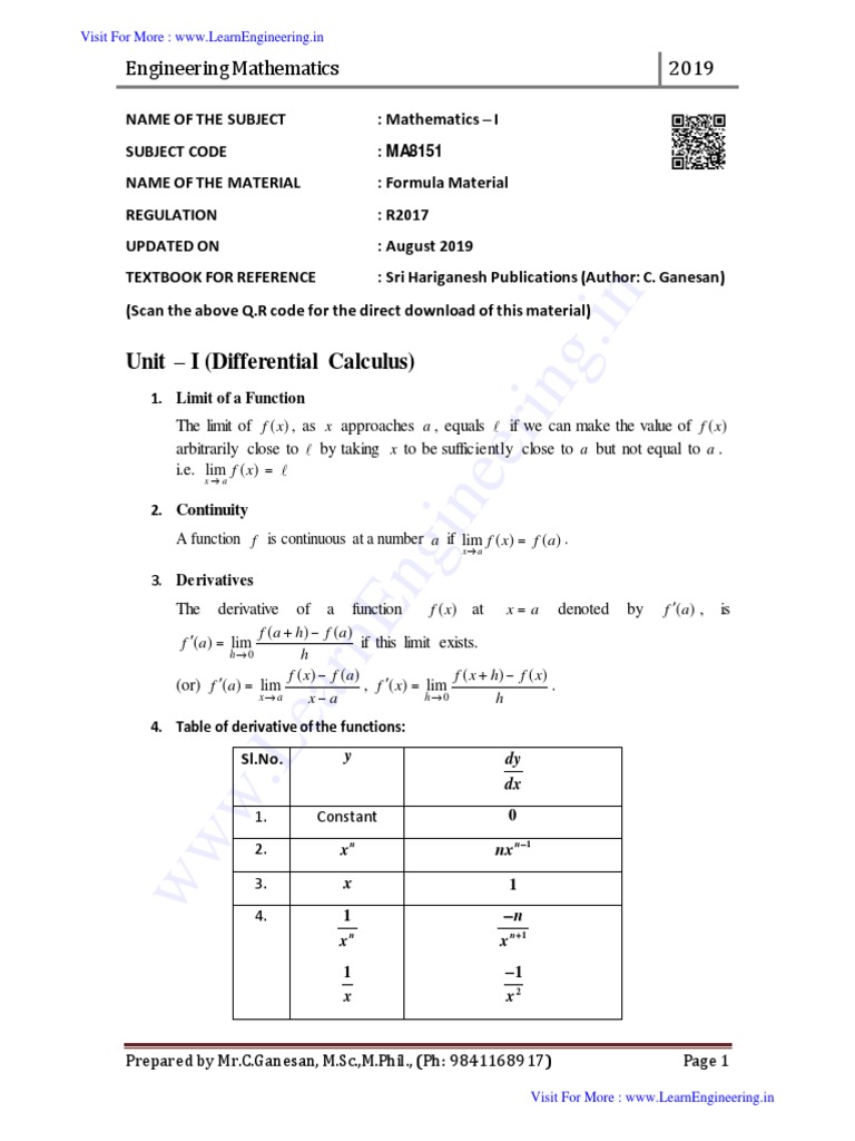 MA8151 Formula - by LearnEngineering - in | PDF | Teaching Methods ...