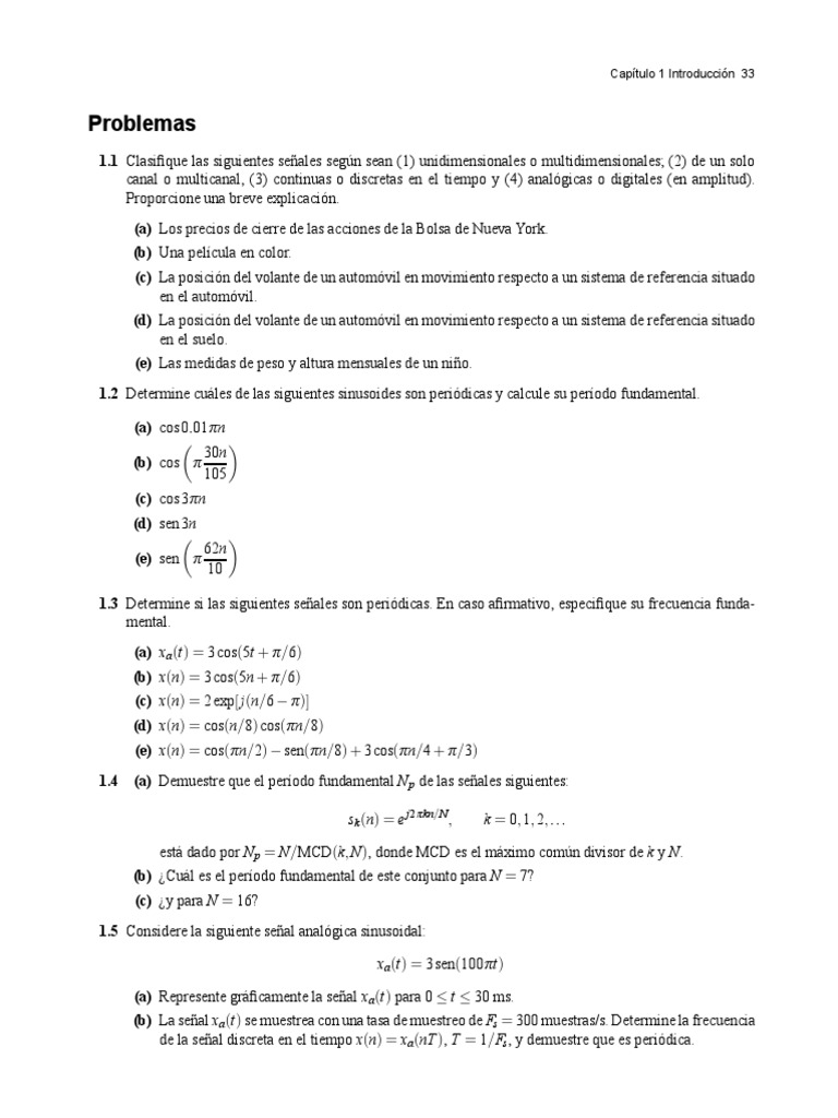 Ejercicios Capitulo 1 - Tratamiento Digital de Senales 4 Ed | PDF