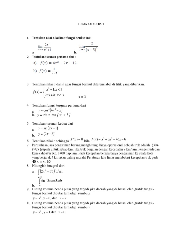 Tugas Kalkulus 1 | PDF | Metode & Bahan Ajar | Sains & Matematika