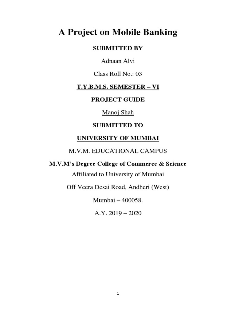 A Project On Mobile Banking | PDF