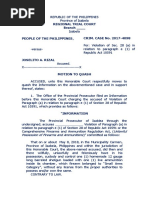 Motion To Quash Sample | PDF | Element (Criminal Law) | Jurisdiction