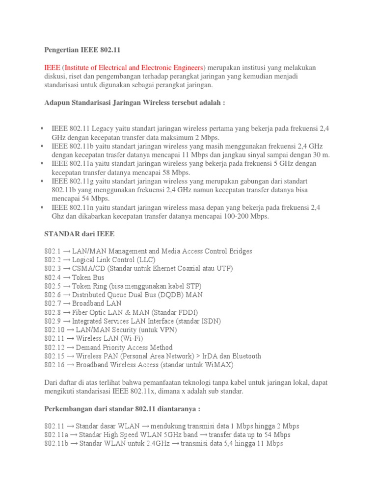 Pengertian IEEE 802 | PDF