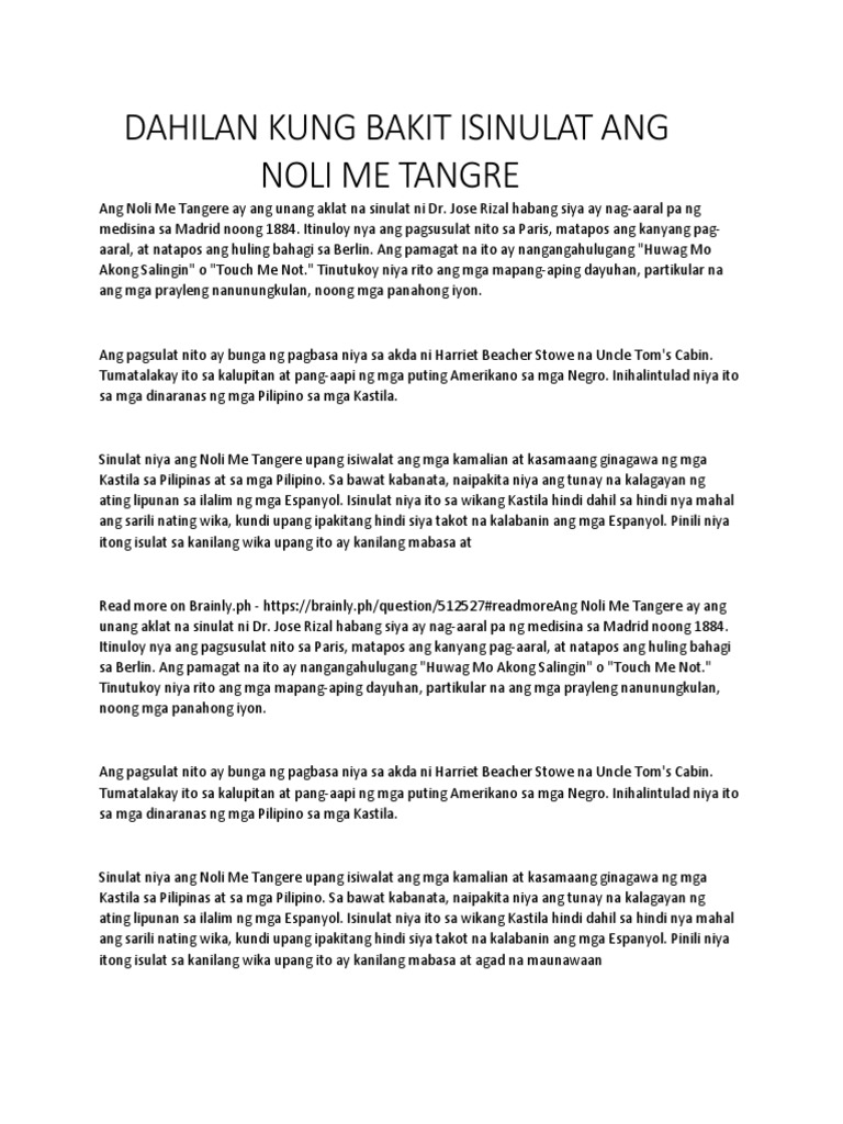 Dahilan Kung Bakit Isinulat Ang | PDF