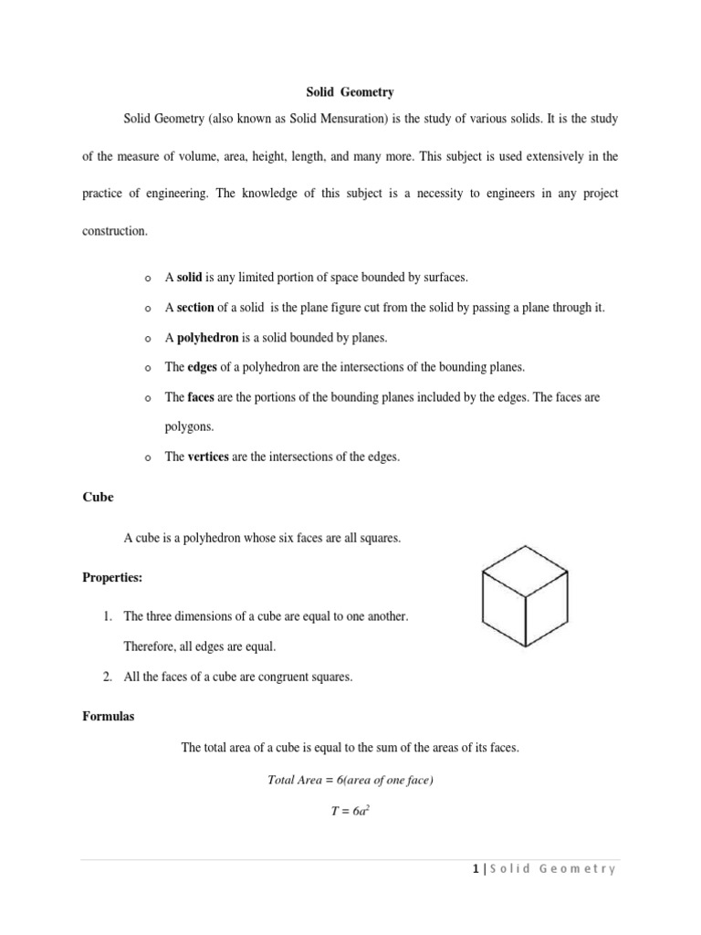 Solid Geometry: Volume Calculations | PDF | Teaching Methods & Materials