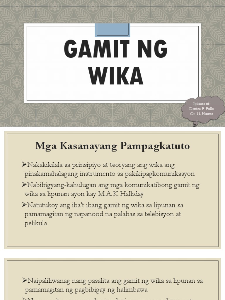 Gamit NG Wika. | PDF