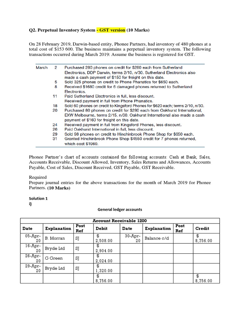 Accounting With Sales Journal and Purchases Journal GST Version | PDF