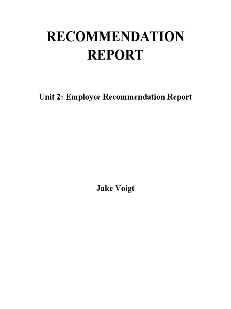 Recommendation: Unit 2: Employee Recommendation Report | Download Free ...