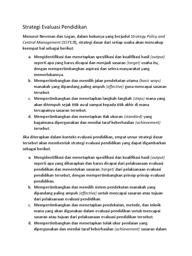 Strategi Evaluasi Pendidikan | PDF