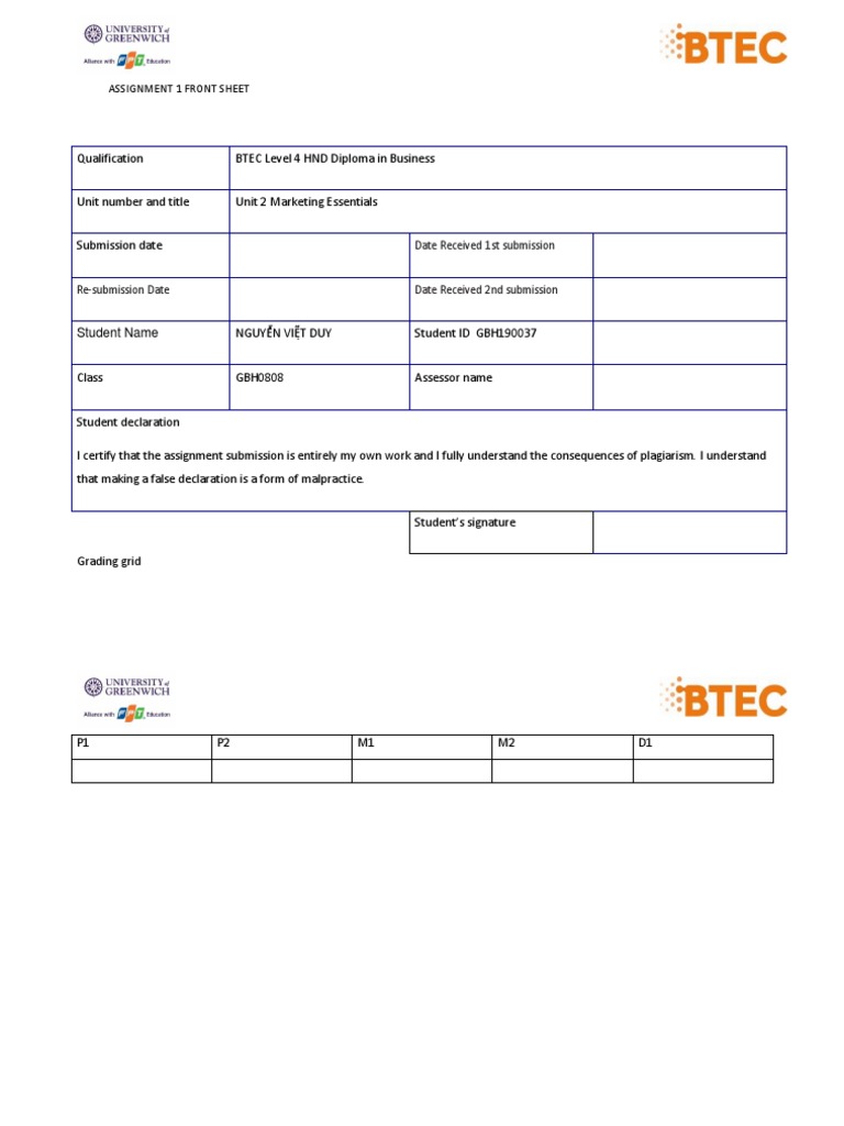 486 - Assignment 1 Frontsheet | PDF