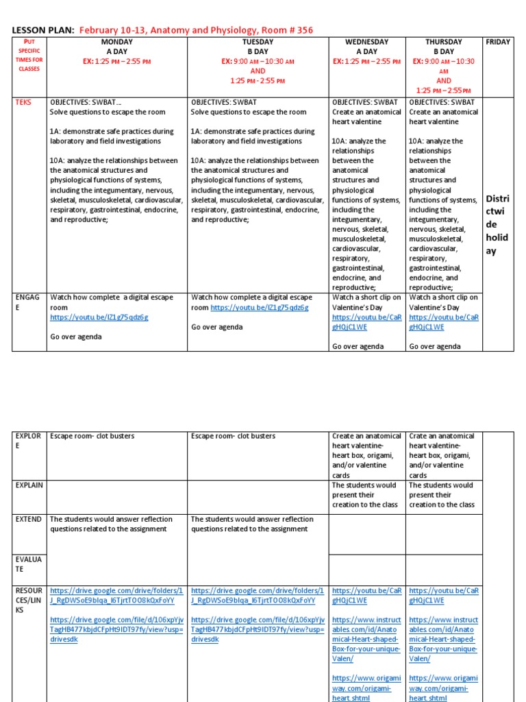 Anatomy and Physiology Lesson Plan | PDF