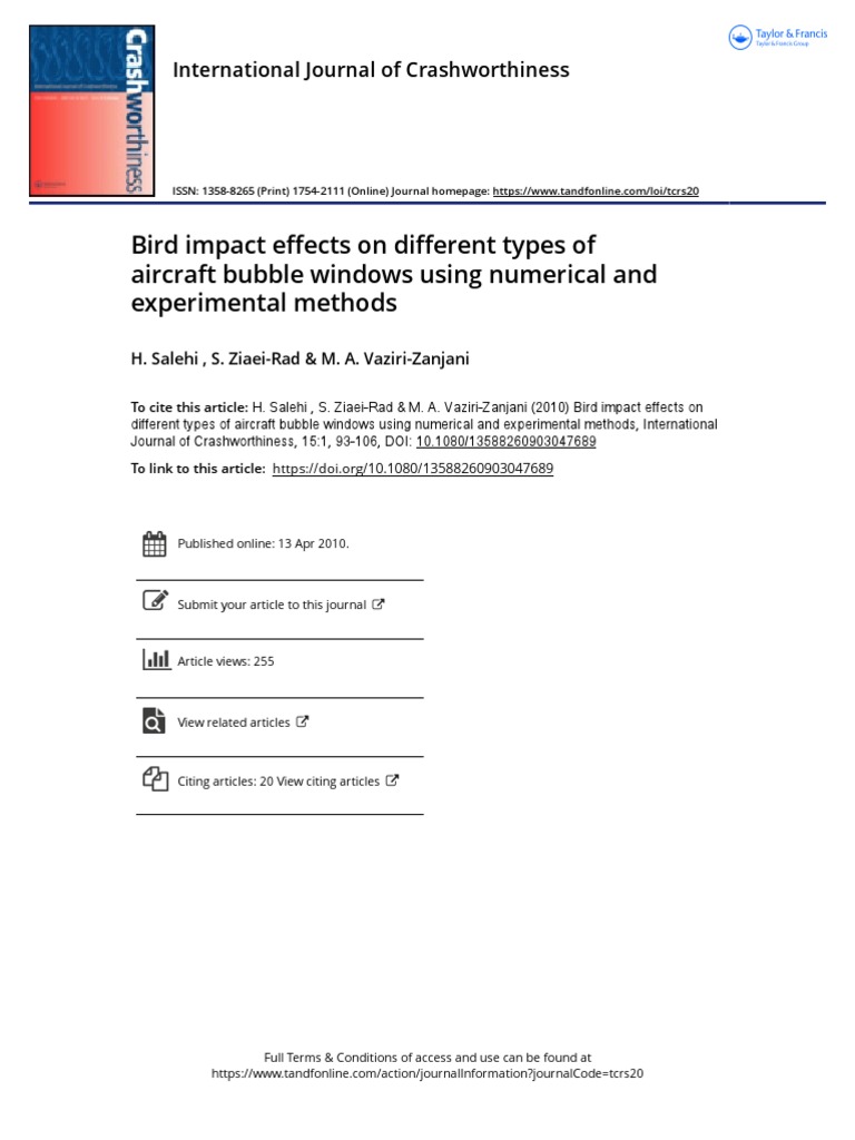 Bird Impact on Aircraft Bubble Windows | PDF | Teaching Methods ...