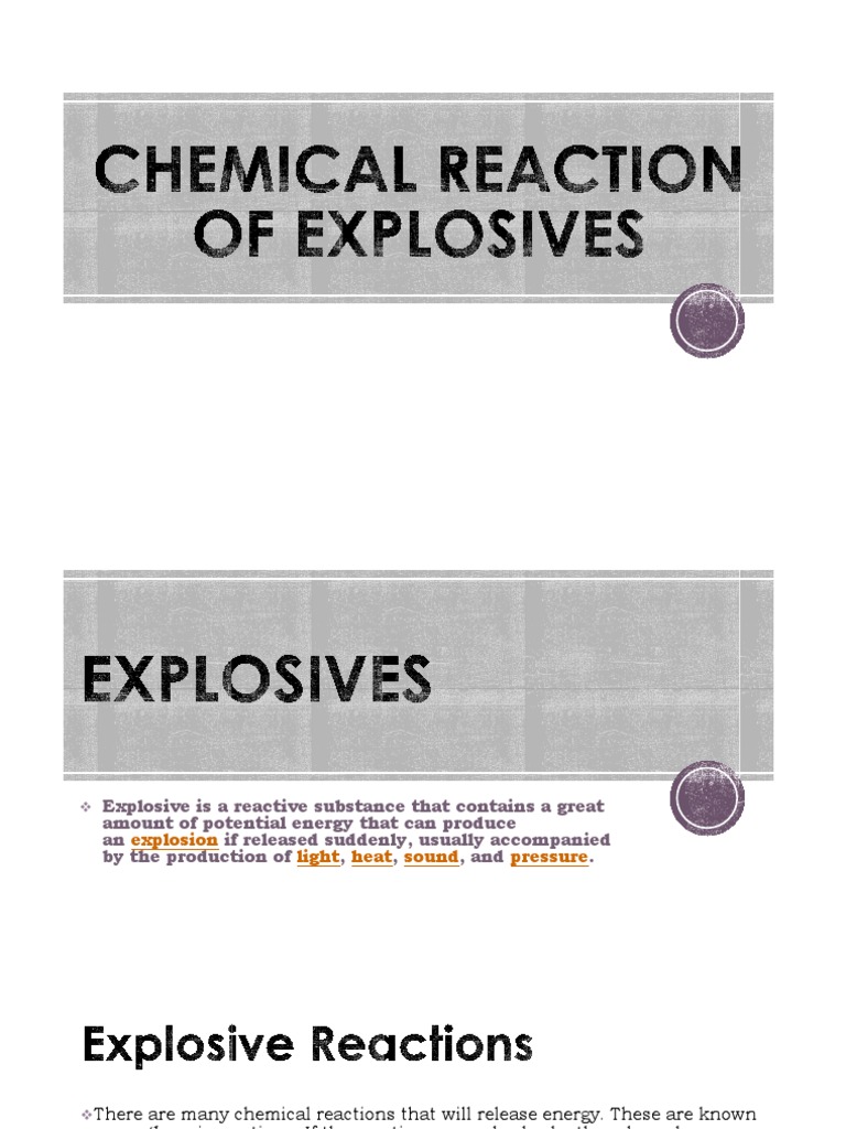 Chemical Reaction of Explosives | PDF