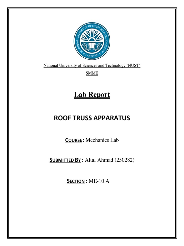 Lab Report - Roof Truss Apparatus | PDF