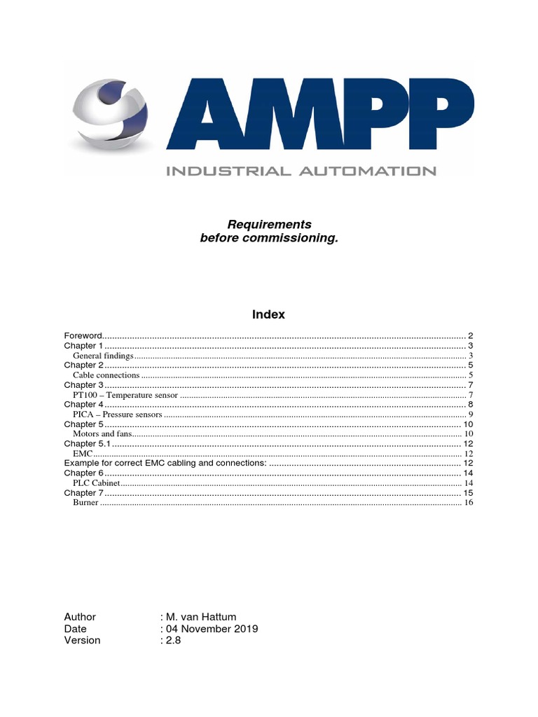 AMPP Requirements Before Comissioning - 2.8 | PDF