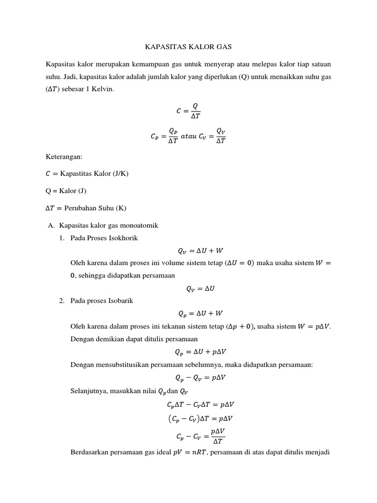 Kapasitas Kalor Gas Monoatomik | PDF | Sains & Matematika | Metode ...