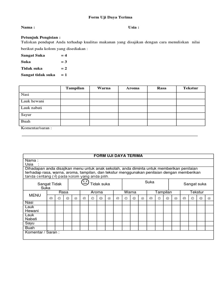 Form Uji Daya Terima | PDF