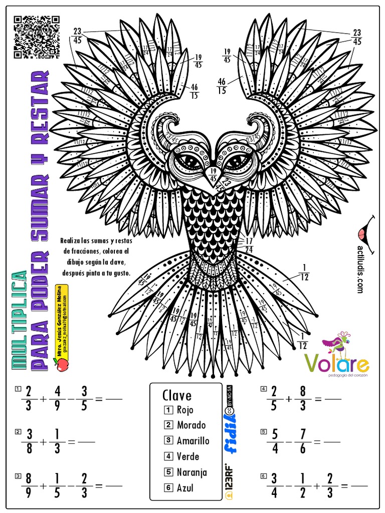 Colorea Con Sumas y Restas de Fracciones | PDF