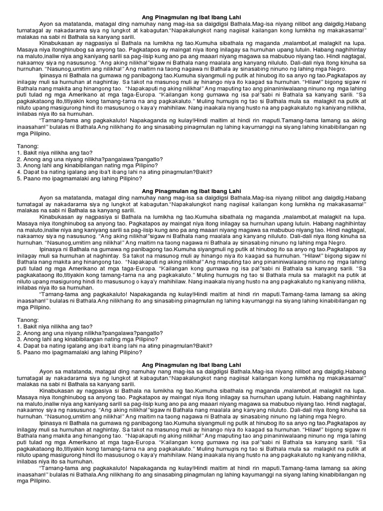 Ang Pinagmulan NG Ibat Ibang Lahi | PDF