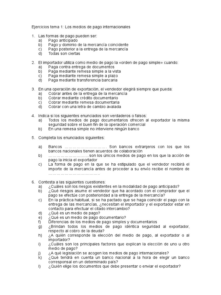 Ejercicios Tema 1 | PDF | Finanzas y dinero