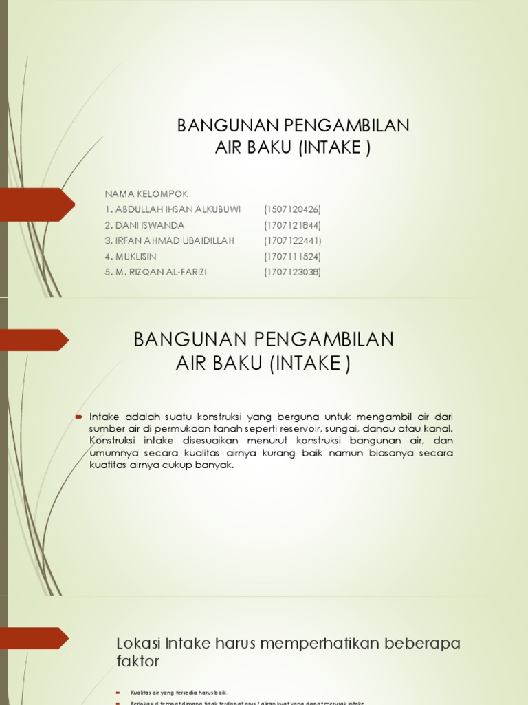 Bangunan Pengambilan Air Baku (Intake) | PDF